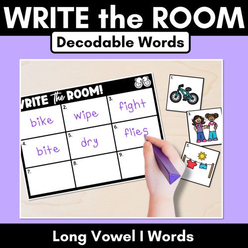 WRITE THE ROOM - Decodable Words Phonics Activity - LONG VOWEL I Words